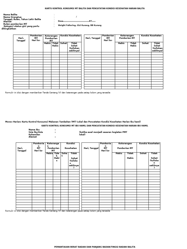 FORM PEMANTAUAN PMT BALBUM | PDF