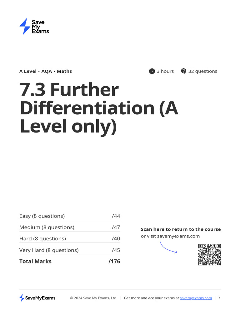 7-3-further-differentiation-a-level-only-u32 | PDF | Tangent | Derivative
