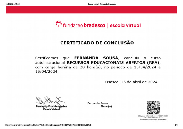 Recursos Educacionais Abertos Rea Certificado Pdf