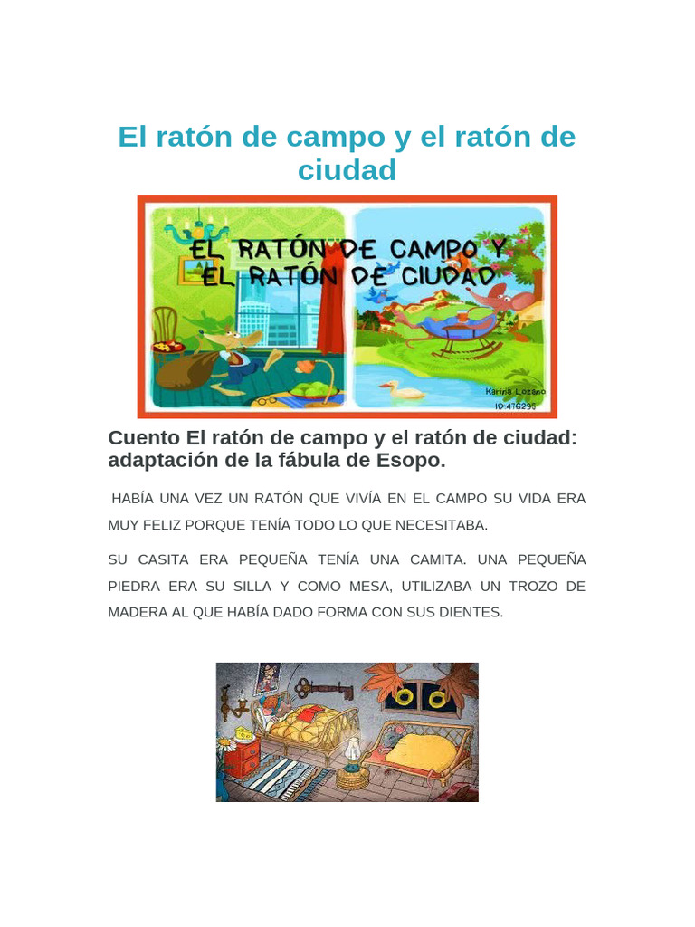 El Ratón de Campo y El Ratón de Ciudad ADAPTADO | PDF