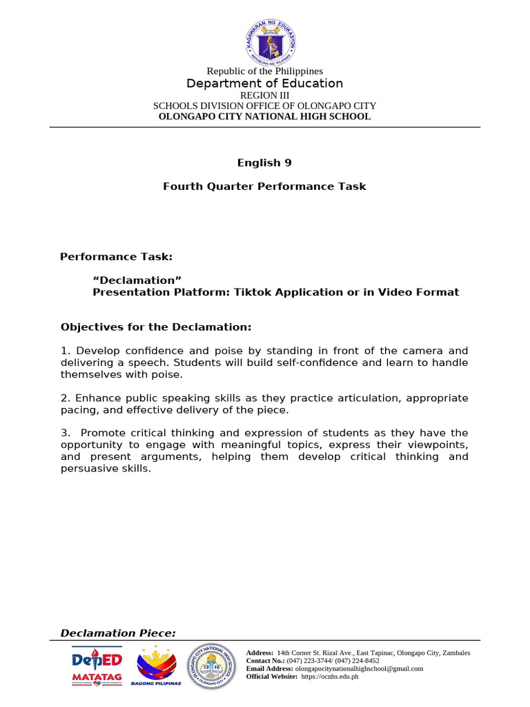 Performance-Task_English9_Q4-StudentCopy | PDF | Human Communication