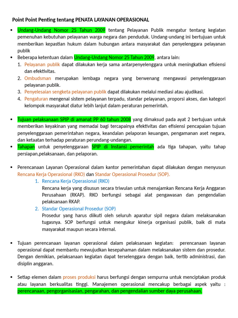 Point Point Penting Tentang PENATA LAYANAN OPERASIONAL | PDF