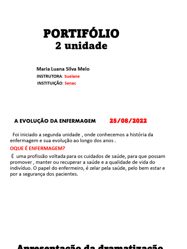portifólio 2 unidade TÉCNICO DE ENFERMAGEM | PDF | Enfermagem | Pressão sanguínea
