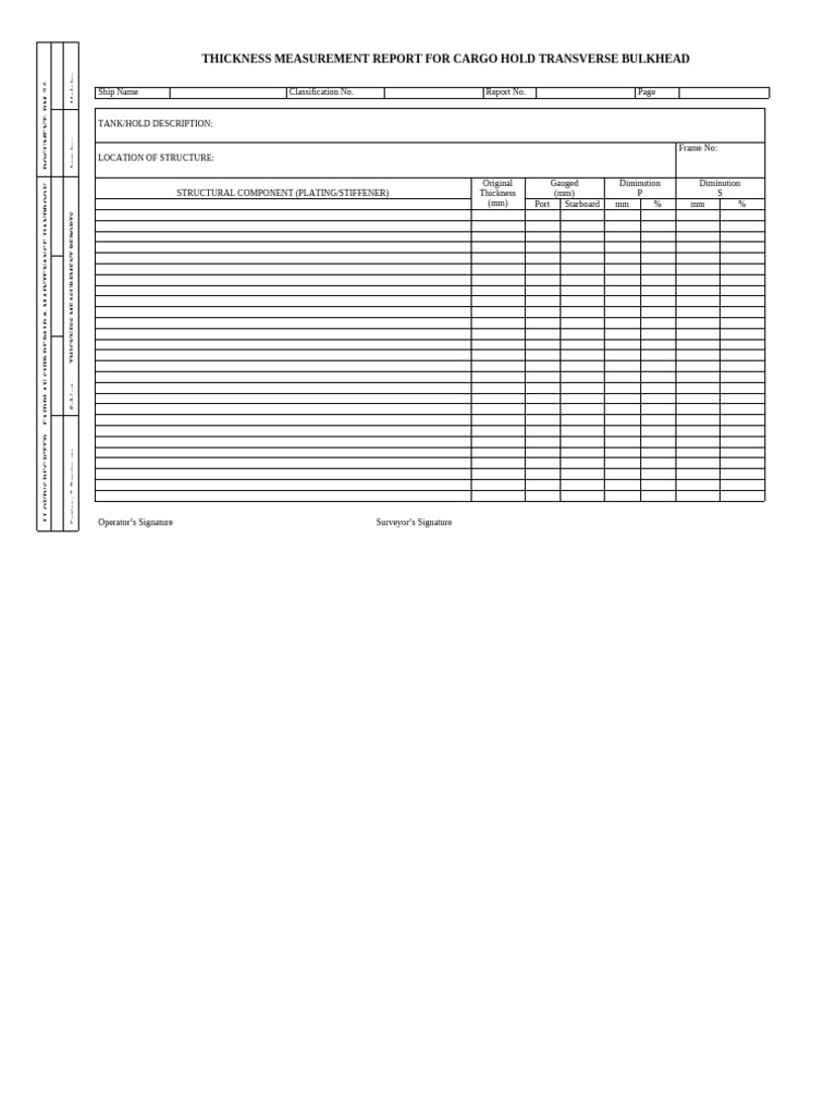 Thickness Measurement Report Forms | PDF | Warships | Water Transport