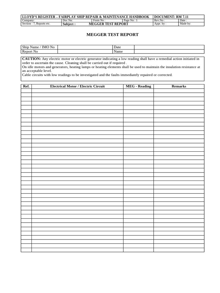 Megger test report | PDF Megger test report | PDF