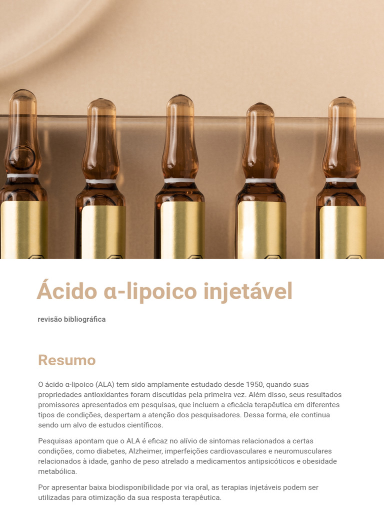 Acido Lipoico Injetavel | PDF | Doença de Alzheimer | Radical (Química)