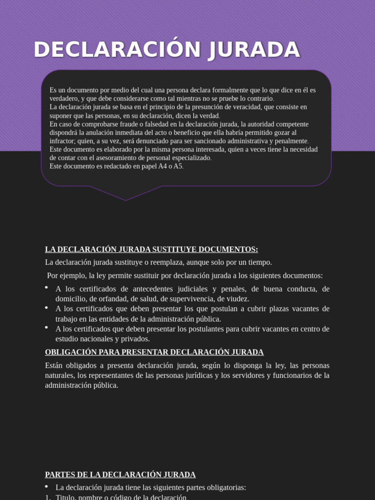 Guía de Declaración Jurada | PDF | Declaración jurada | Gobierno