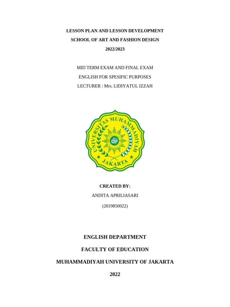 Fashion Design Lesson Plan 2022/2023 | PDF | Fashion | Learning