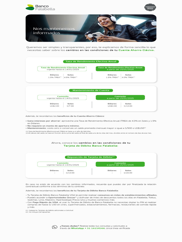 Banco Falabella - Cambio Condiciones Cuenta Ahorro CL Sico y Tarjeta D Bito | PDF | Tarjeta de ...