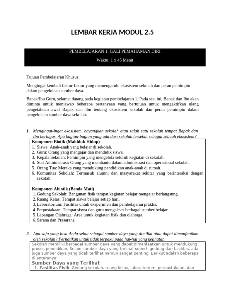 Lembar Kerja Modul 2.5 Sudirman | PDF