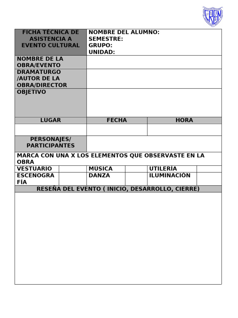 Ficha Técnica de Asistencia A Evento Cultural | PDF
