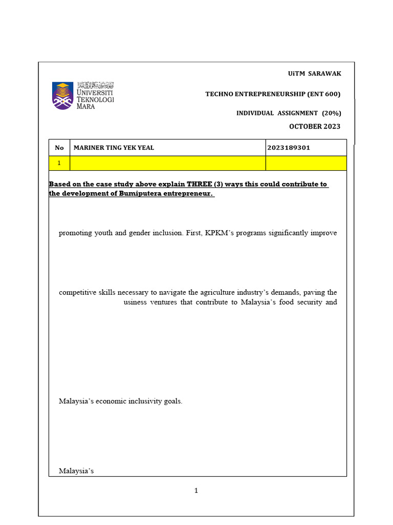 Enhancing Bumiputera Entrepreneurship and TVET | PDF | Agriculture ...