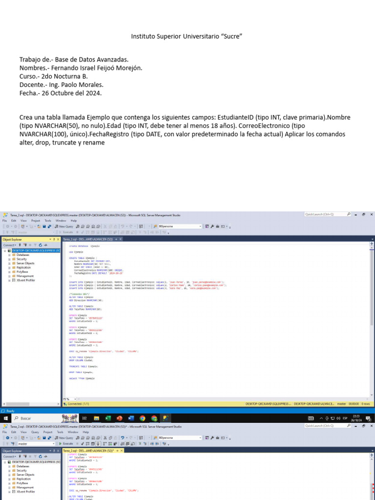 Gestión Avanzada de Tablas SQL | PDF