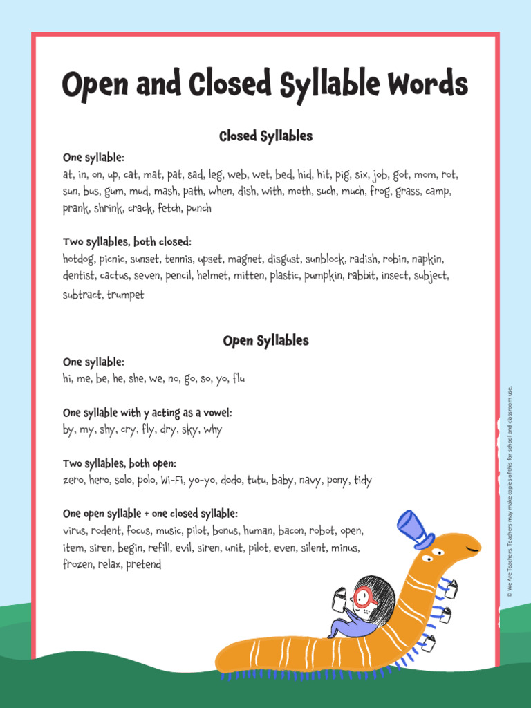 Closed Syllable Word List PDF | PDF | Phonetics