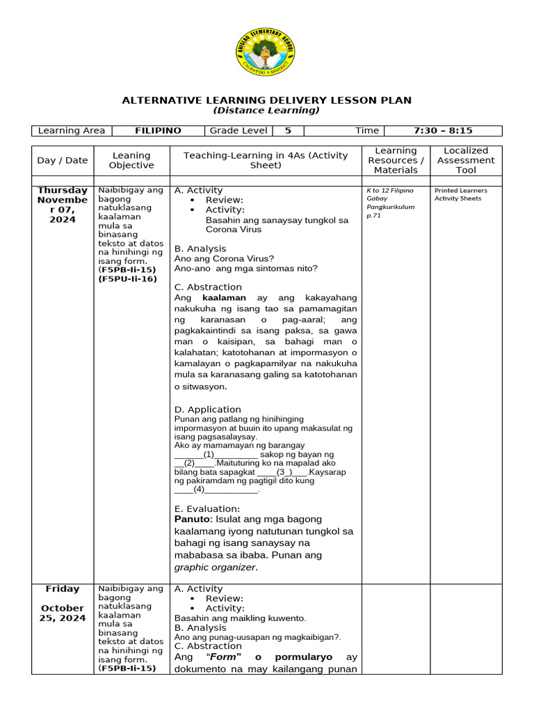 Alternative-Lesson-Plan-for-Distance-Learning | PDF