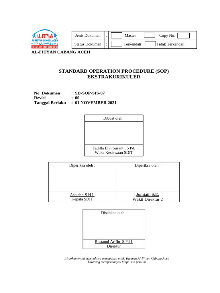 SOP ESKTRAKURIKULER - Rev01 | PDF