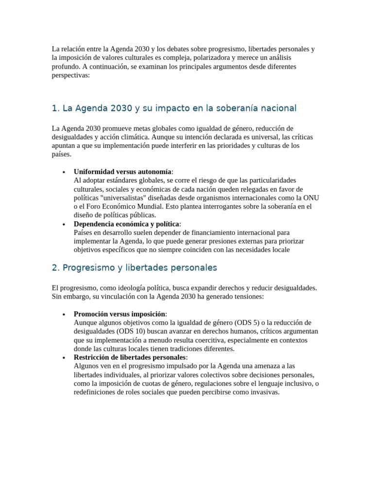 Agenda 2030: Progresismo y Soberanía Nacional | PDF | Sustentabilidad ...