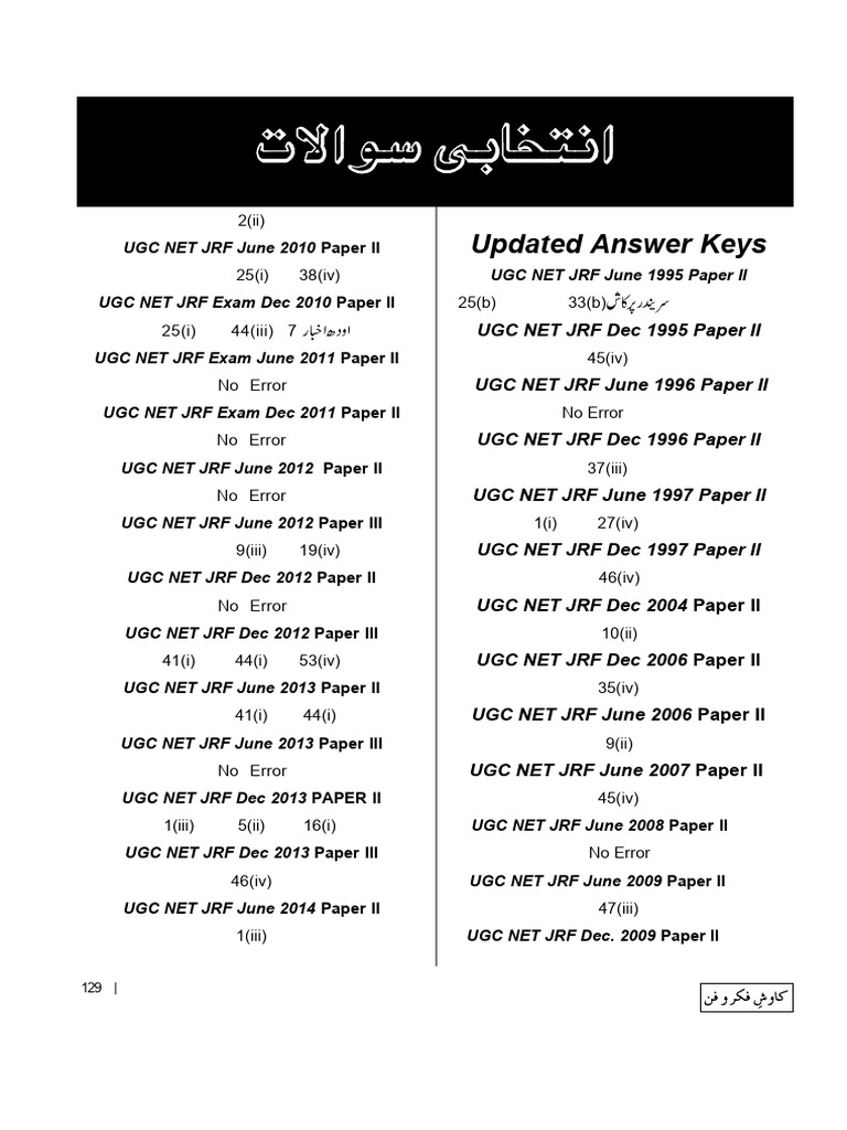 Kavish Fikr o Fann Answer Key | PDF
