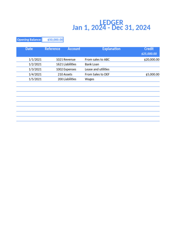 Business Ledger Template 2024 | PDF