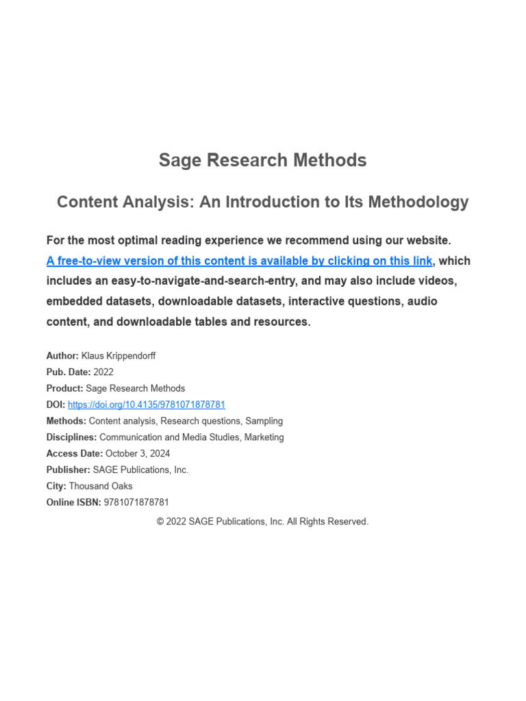 Ch5 Klaus Krippendorff Content-Analysis-4e | PDF | Statistics | Analysis