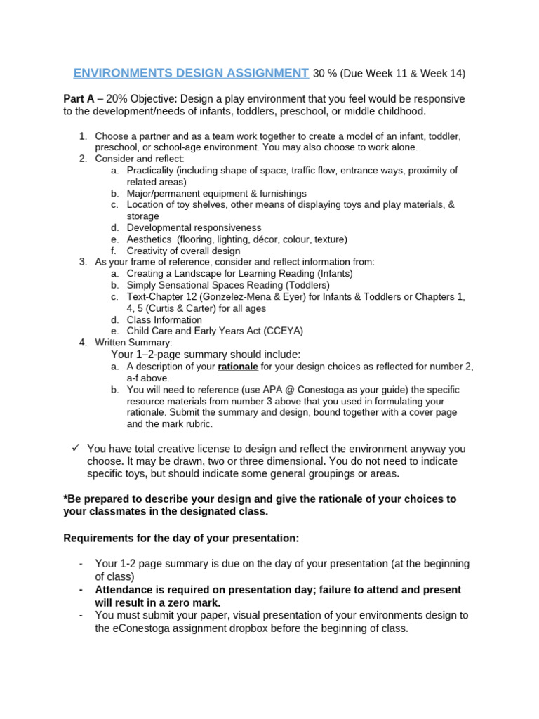 Environment Design Assignment - Part A2 | PDF | Toys