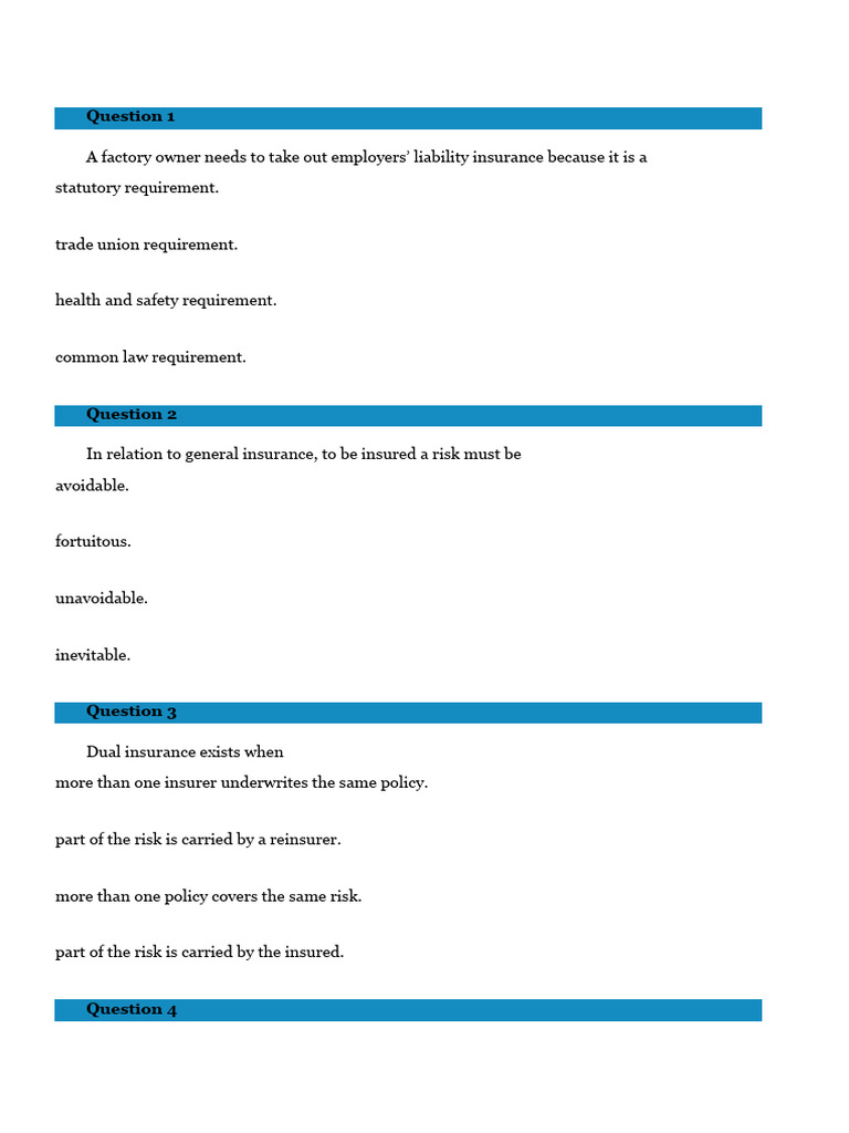 CII - Questions (1) | PDF | Insurance | Underwriting