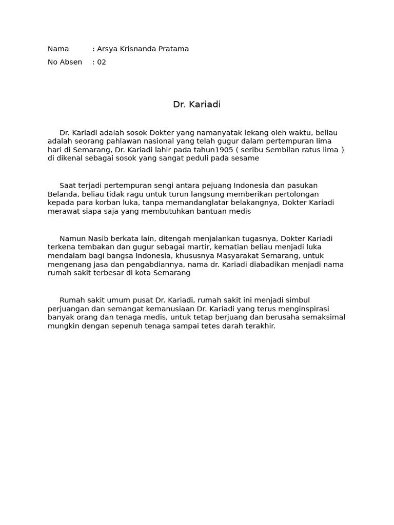 Biografi Dr. Kariadi, Pahlawan Nasional | PDF
