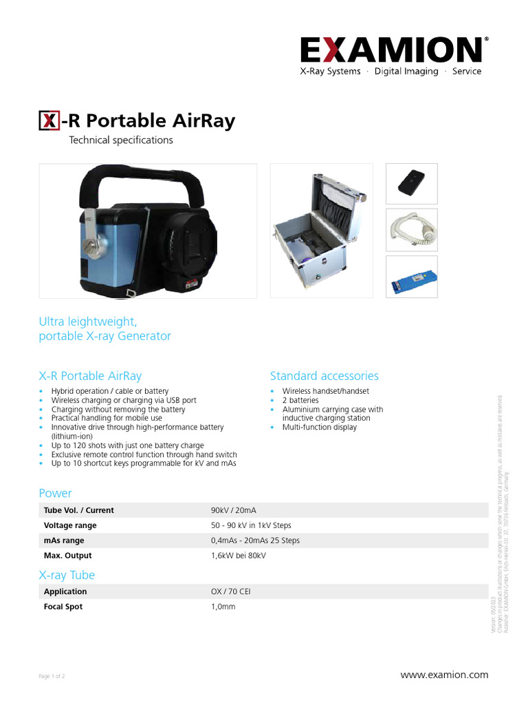 Portable X-Ray Generator Specifications | PDF | Alternating Current ...