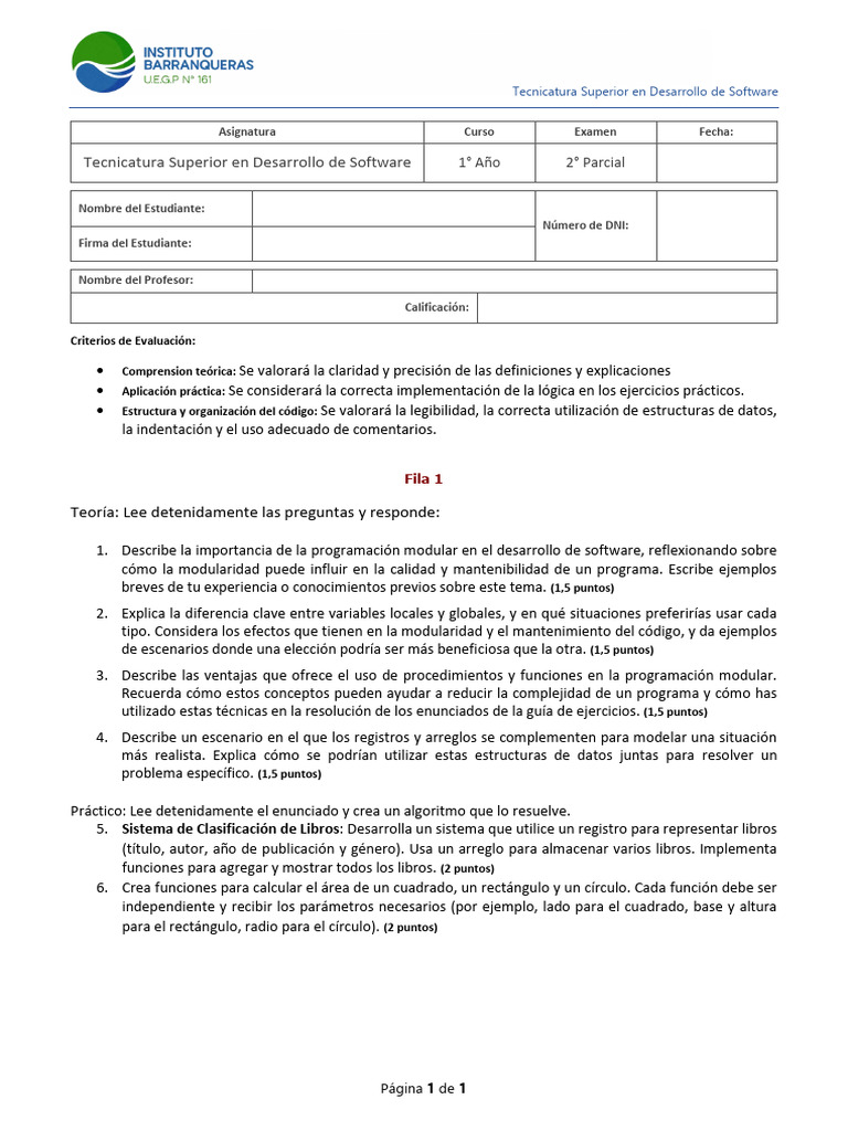 2do Examen Fila 1 y Fila 2 | PDF | Software | Ingeniería de software