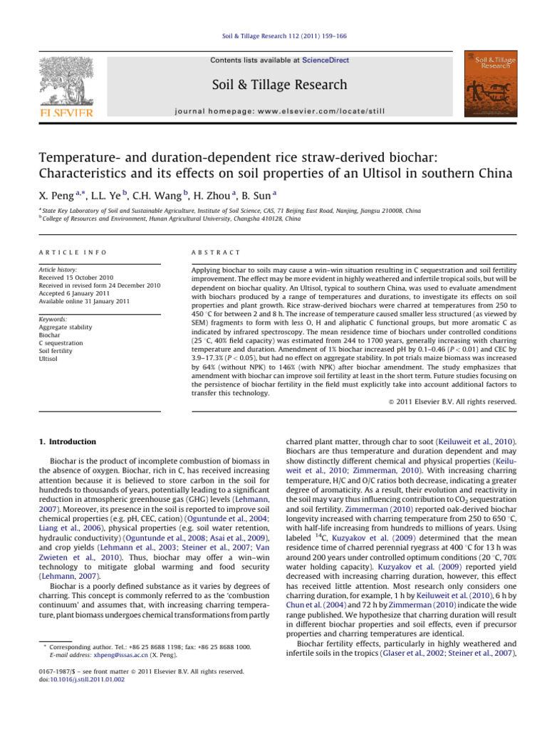Temperature - and Duration-Dependent Rice Straw-Derived Biochar | PDF ...
