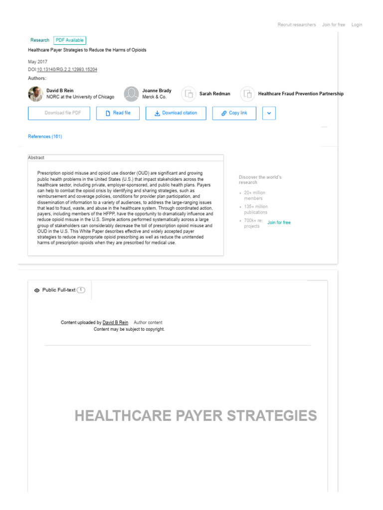 (PDF) Healthcare Payer Strategies To Reduce The Harms of Opioids | PDF ...