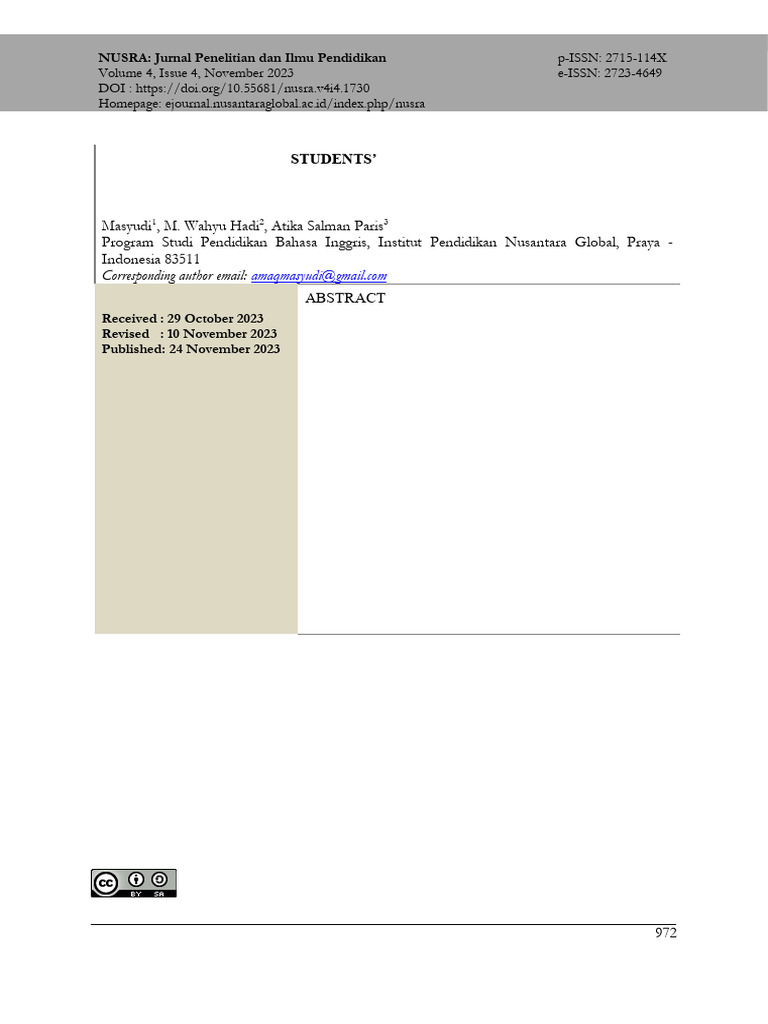 Masyudi,+M +Wahyu+Hadi,+Atika+Salman+Paris | PDF | Vocabulary | Second Language