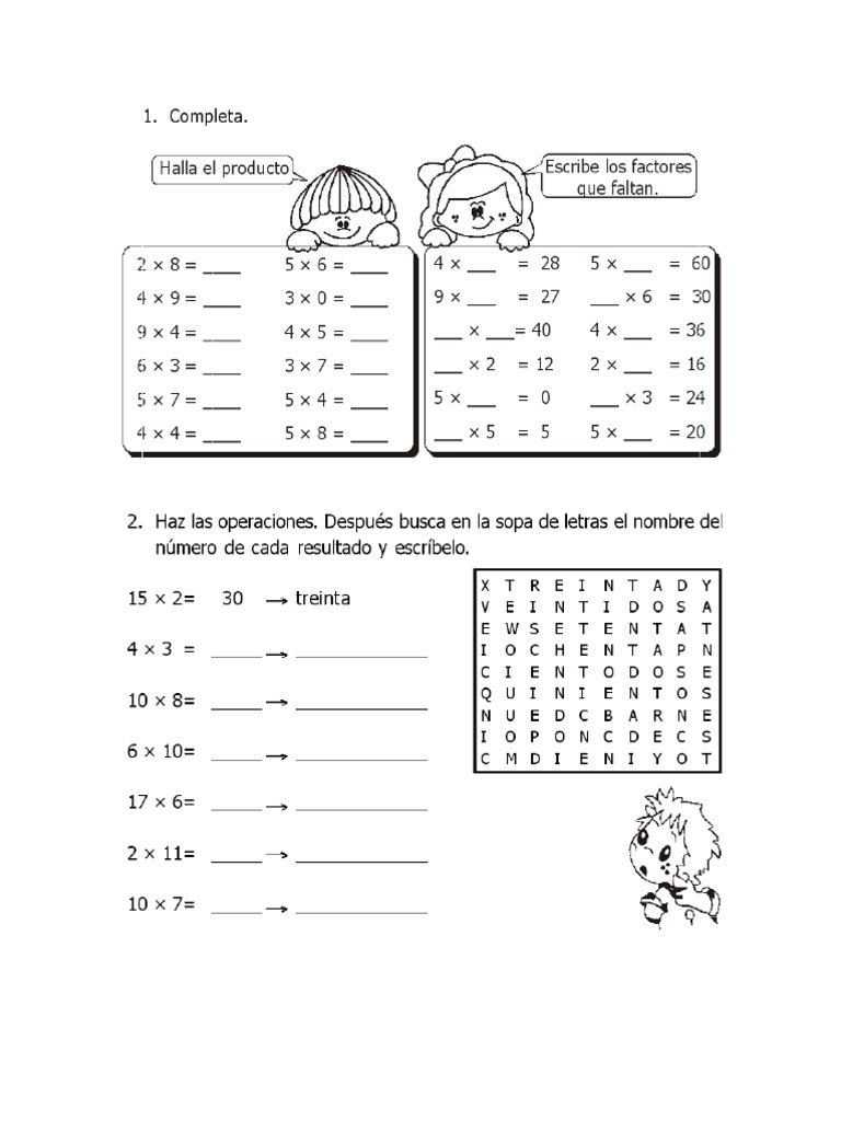 Ejercicios Tablas de Multiplicar | PDF