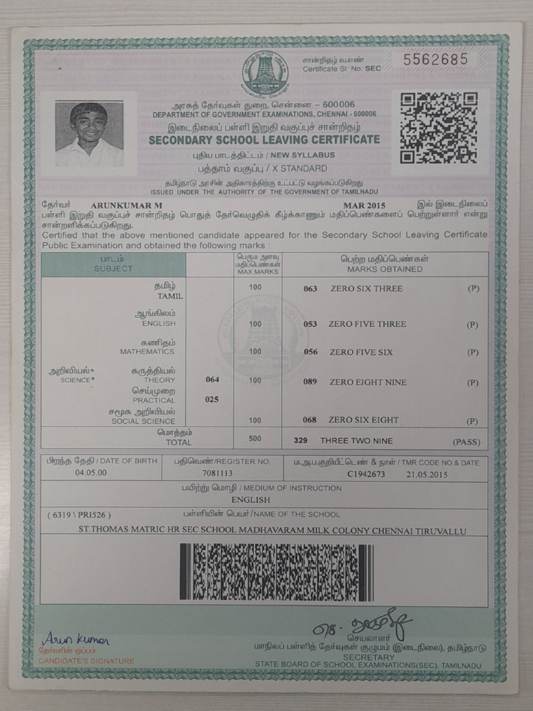 10th Mark Sheet | PDF