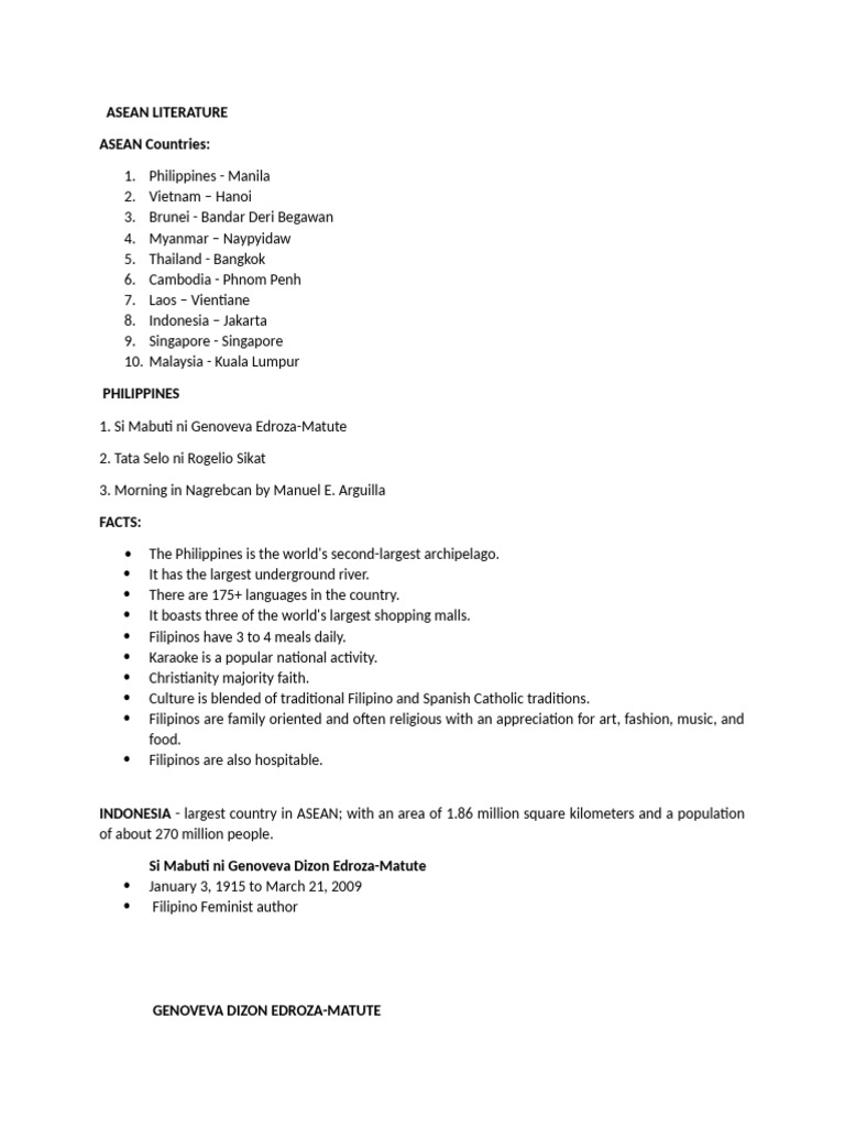 ASEAN-LITERATURE | PDF | Narration | Philippines