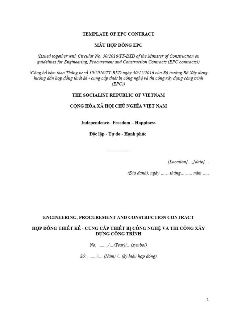 5 - 4 Template of Epc Contract | PDF