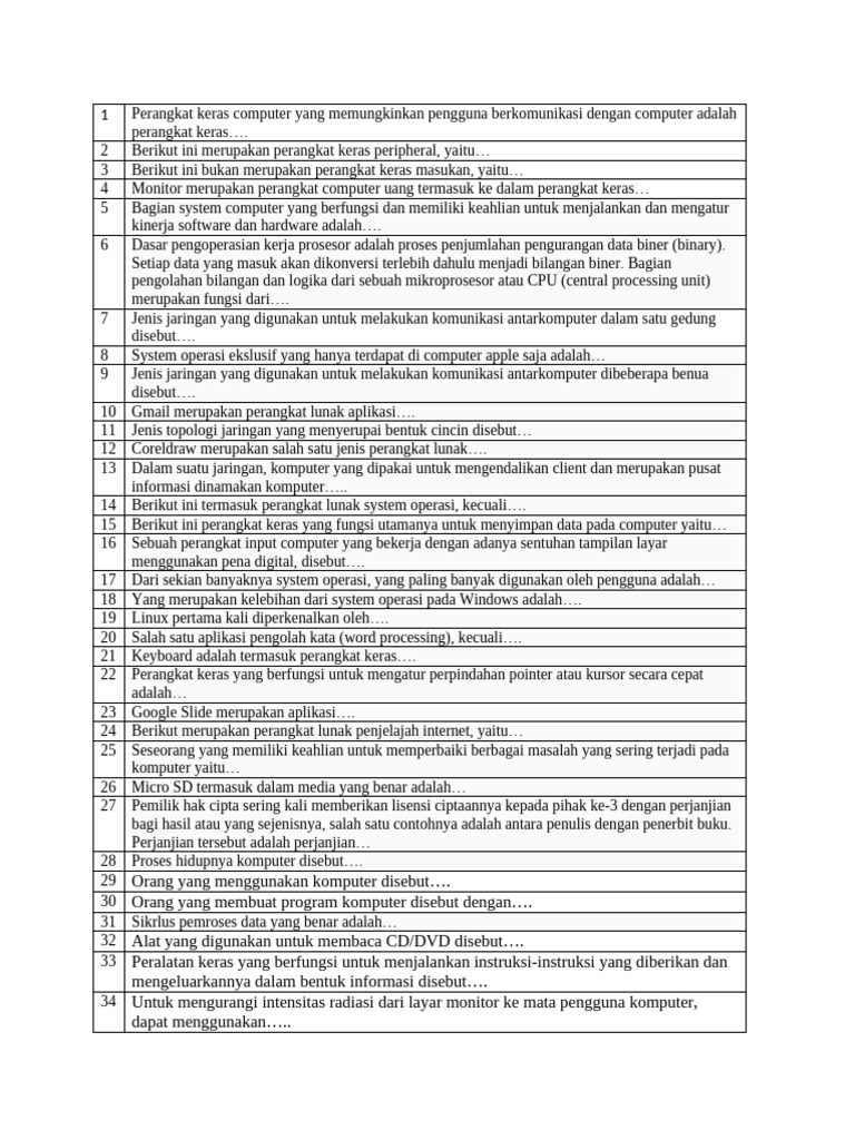 SOAL latihan INF X TM | PDF