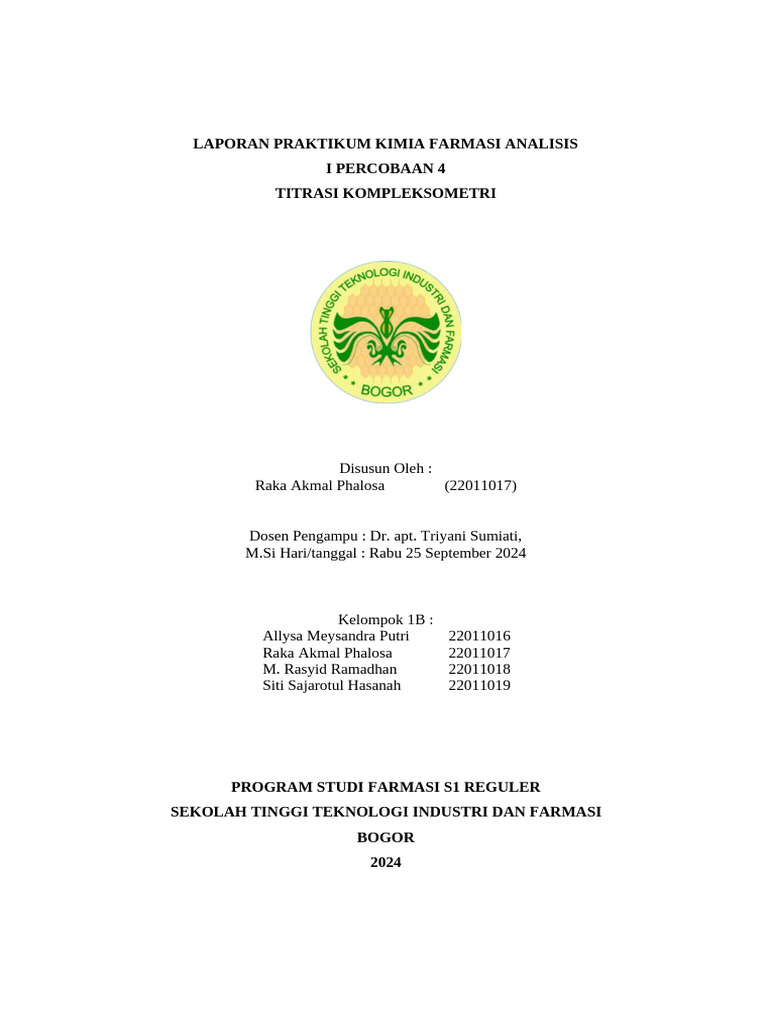 4. Laprak KFA (Titrasi Kompleksometri)- Raka Akmal | PDF