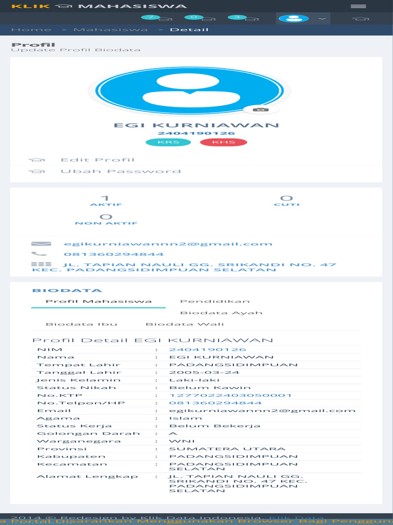 Profil Update Profil Biodata | PDF