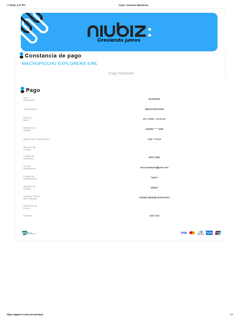 niubiz - Comercio Electrónico | PDF