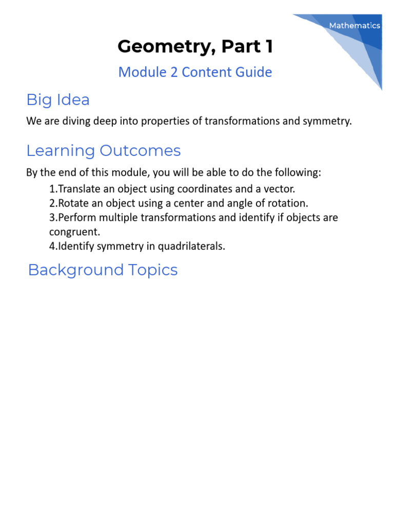 GEOM041 M2 Content Guide | PDF | Shape | Elementary Geometry