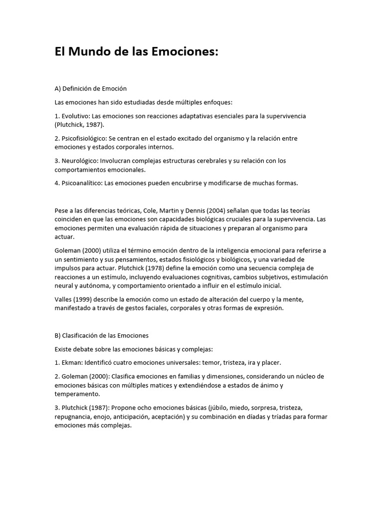 Definición y Clasificación de Emociones | PDF | Las emociones | Ciencia ...
