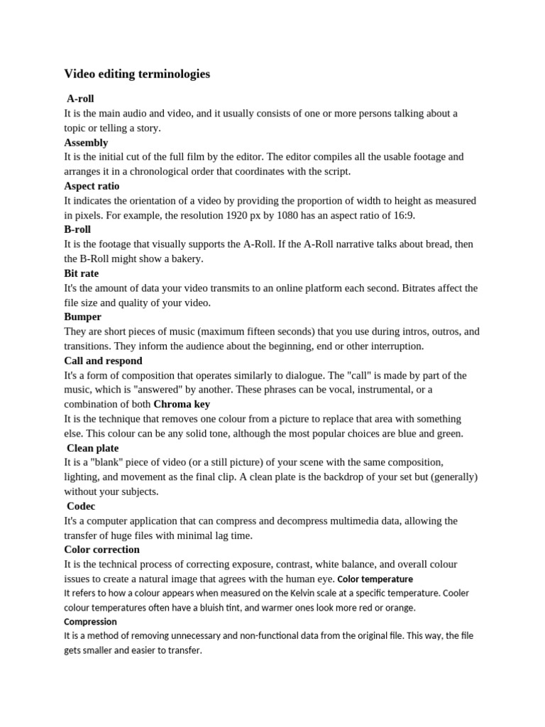 Common Video Editing Terms | PDF | Video | Data Compression