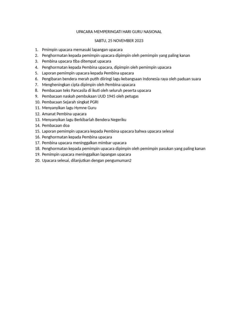 Tata Upacara Pgri | PDF
