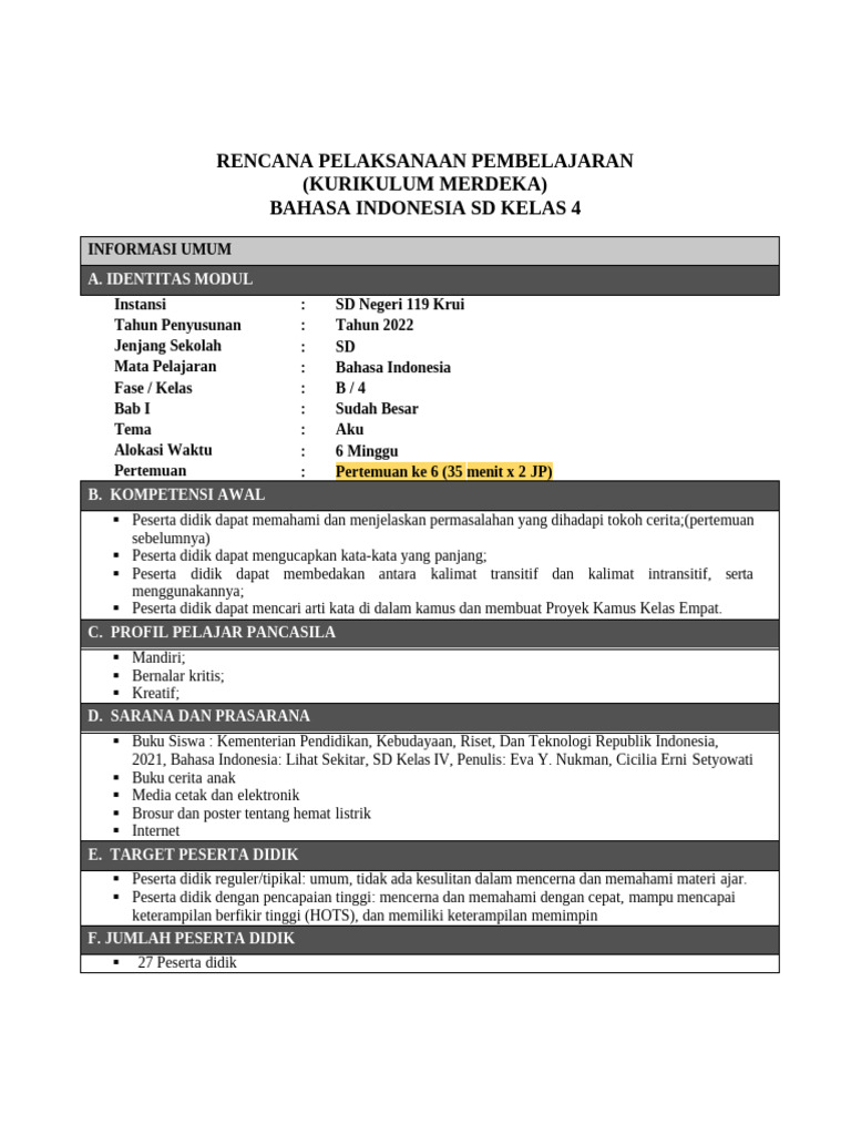 RPP B.indonesia Kumer 4-Dikompresi | PDF