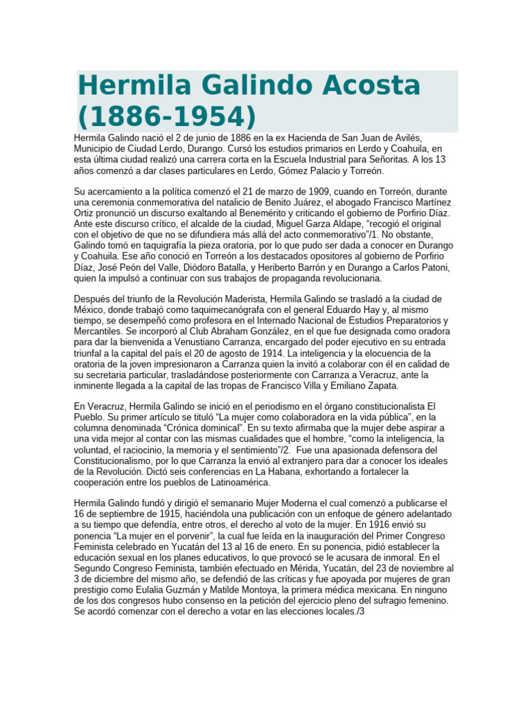 Hermila Galindo Acosta | PDF | México