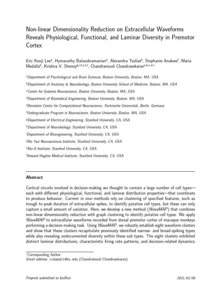 Non-linear Dimensionality Reduction on Extracellul | PDF | Brain ...
