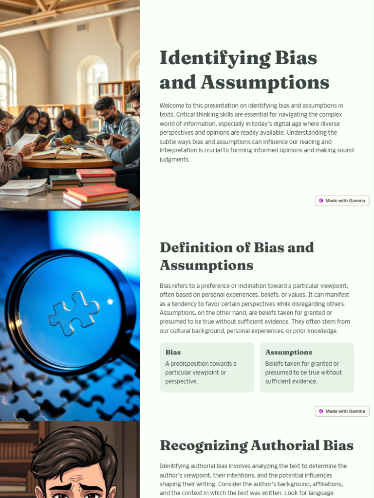 Identifying Bias and Assumptions | PDF | Bias | Argument