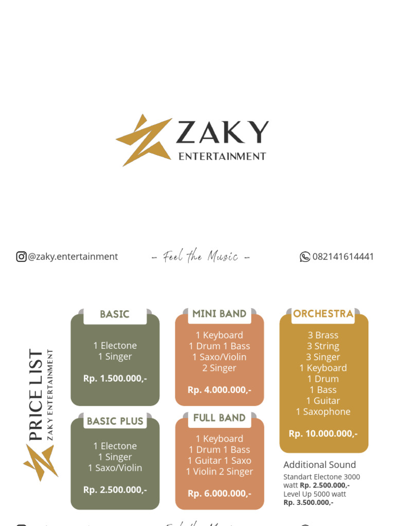 Pricelist Zaky Entertainment | PDF