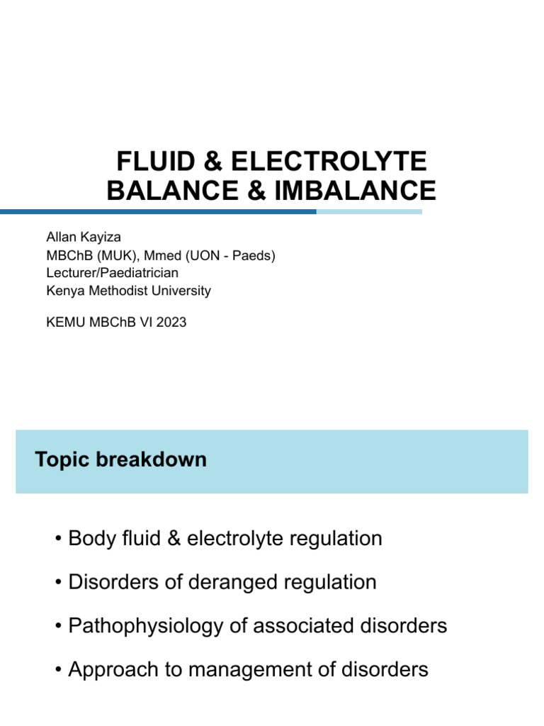 Electrolyte Balance & Imbalance - Kemupptx | PDF